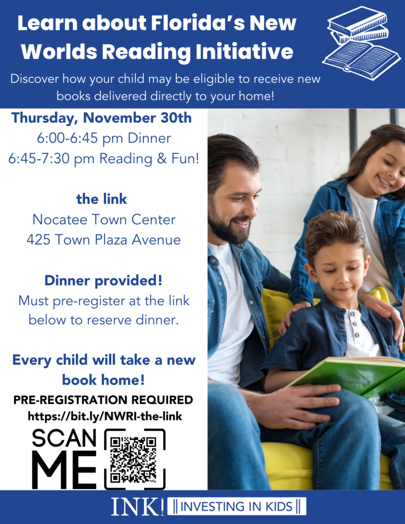 Dinner, Reading and Fun with INK! at the link Nocatee November 30 - INK! St. Johns